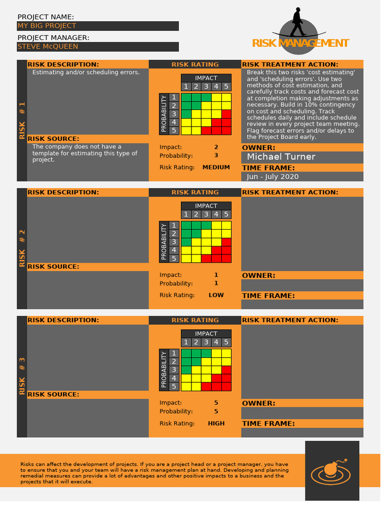 Project Risk Management Plan Template | PDF