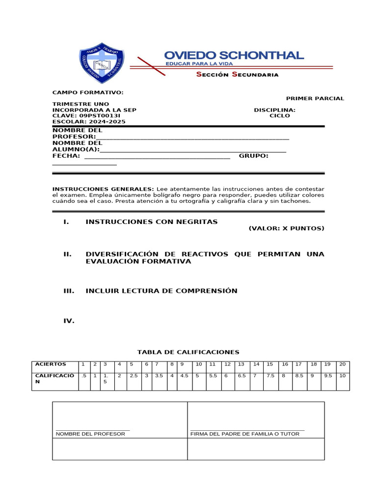 Formato de Examen 24-25 | PDF