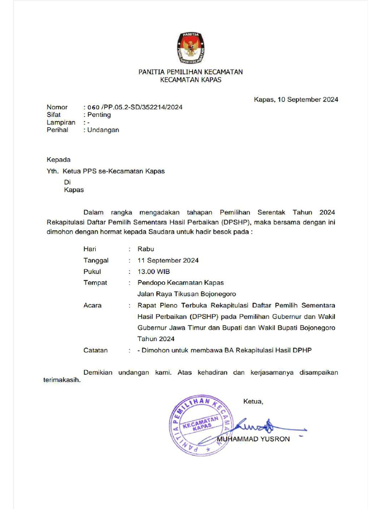 Undangan DPSHP PPS September 2024 | PDF