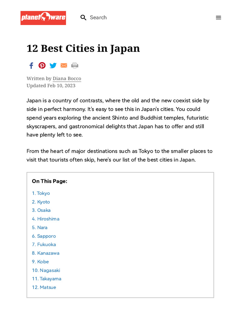 12 Best Cities in Japan - PlanetWare | PDF | Hiroshima | Travel