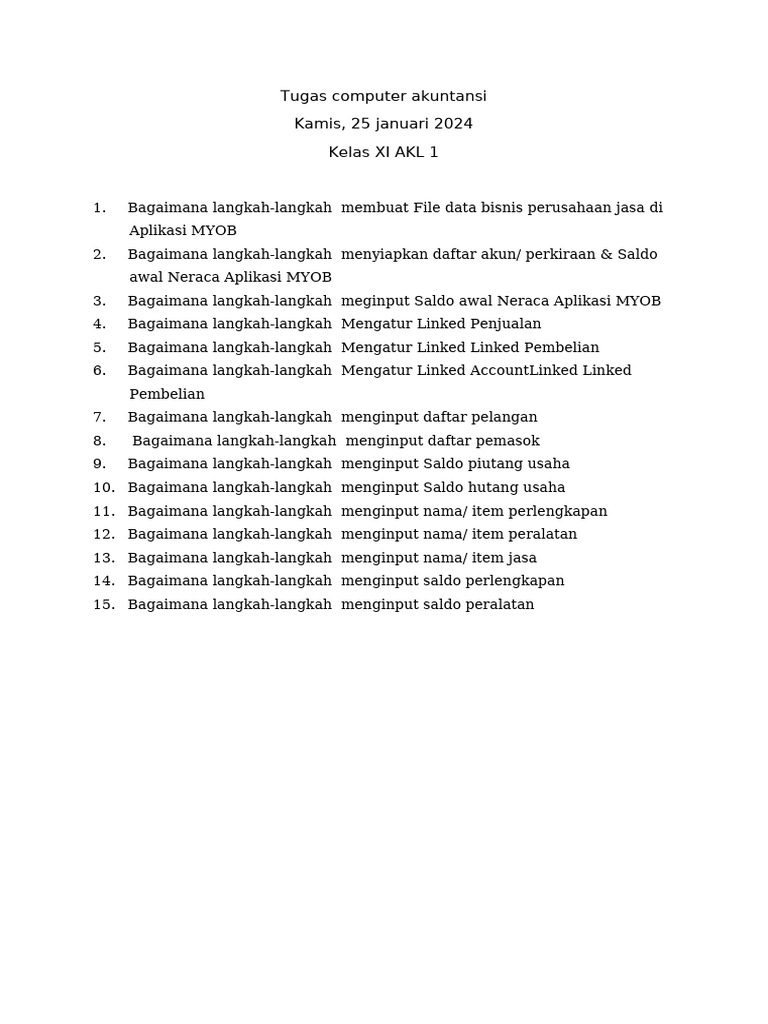 Tugas Computer Akuntansi Xi AKL 1 | PDF