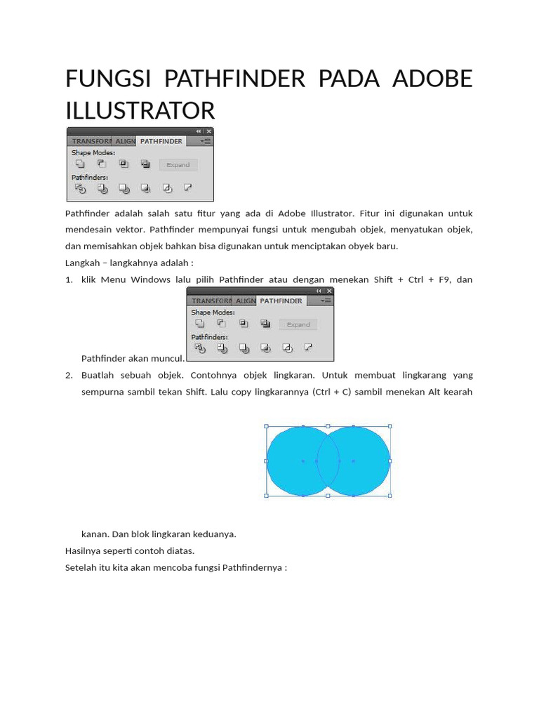 Fungsi Pathfinder Pada Adobe Illustrator | PDF