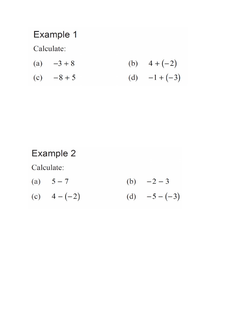 课后练习-negative numbers | PDF