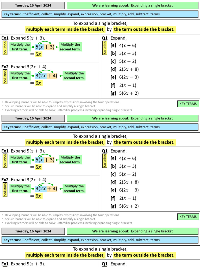 3.1f Expanding Single Brackets 整理版1 | PDF