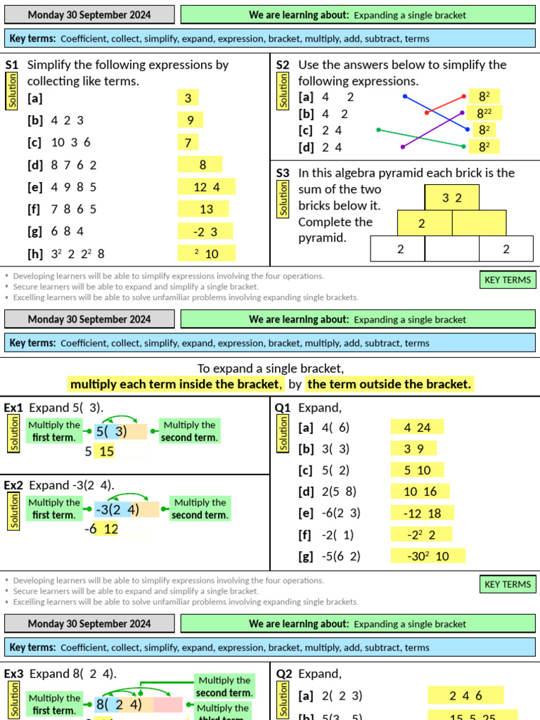 3.1h Expanding Single Brackets Clicker | PDF