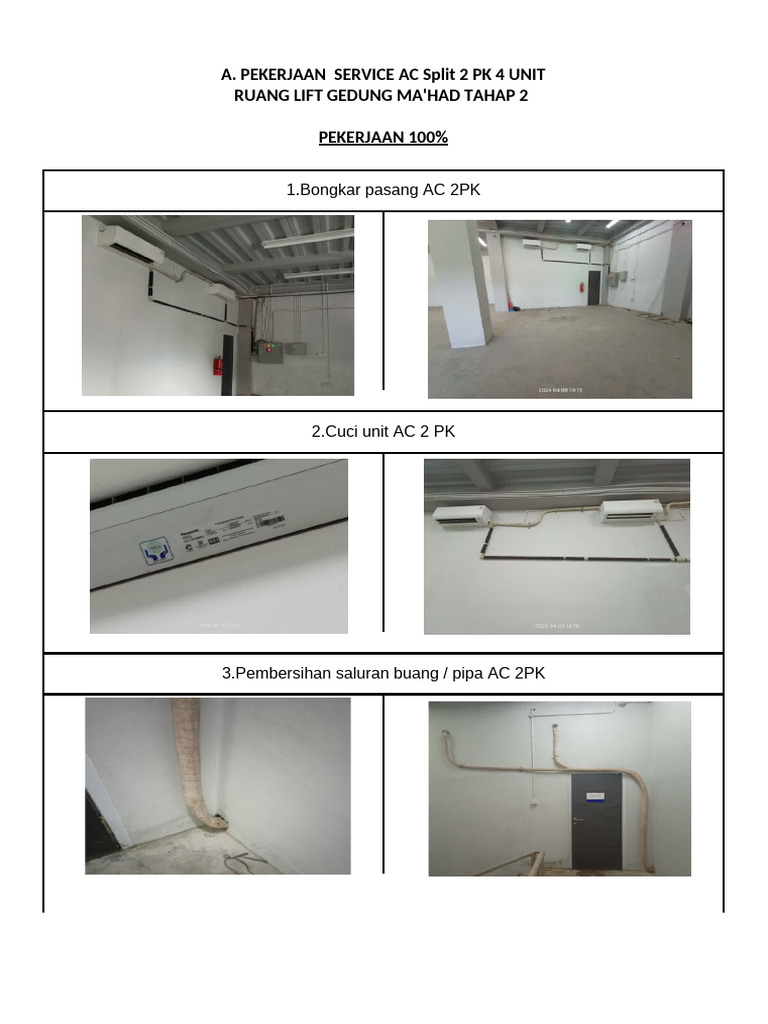 Konsep Rab Cuci Ac Dan Perbaikan Kebocoran Ma'Had Tinggal Print | PDF