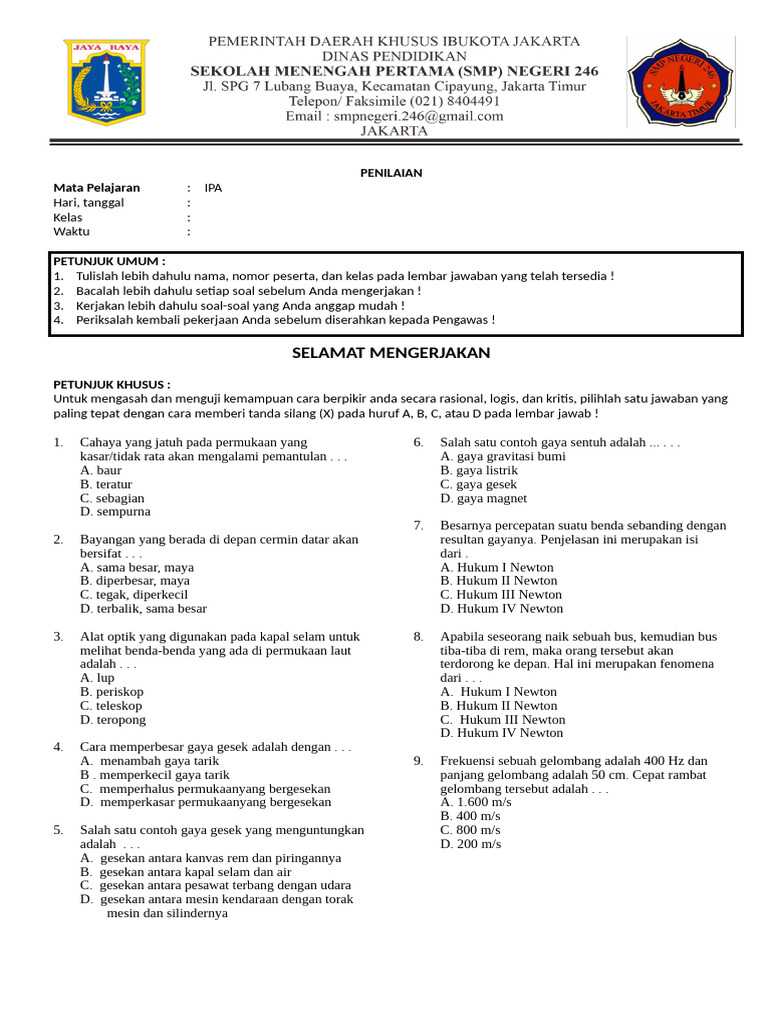 Soal Ipa 2024 Genap | PDF