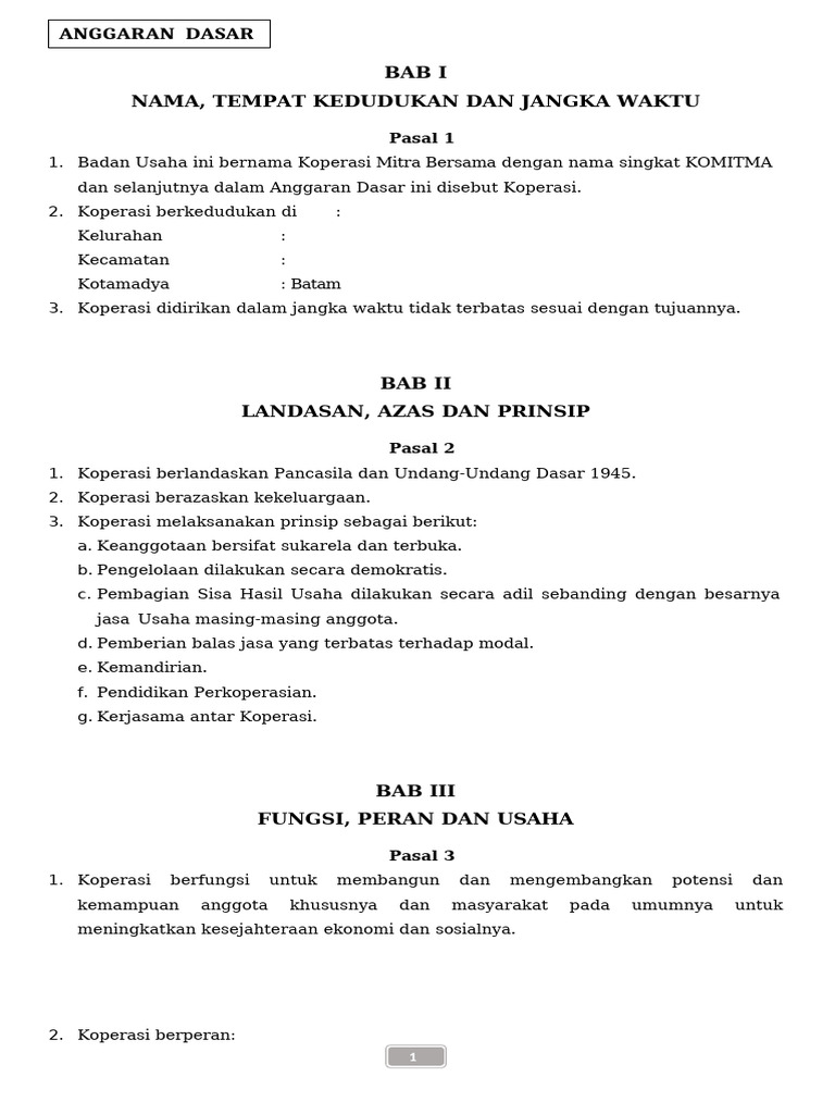 Contoh Anggaran-Dasar - 091454 | PDF