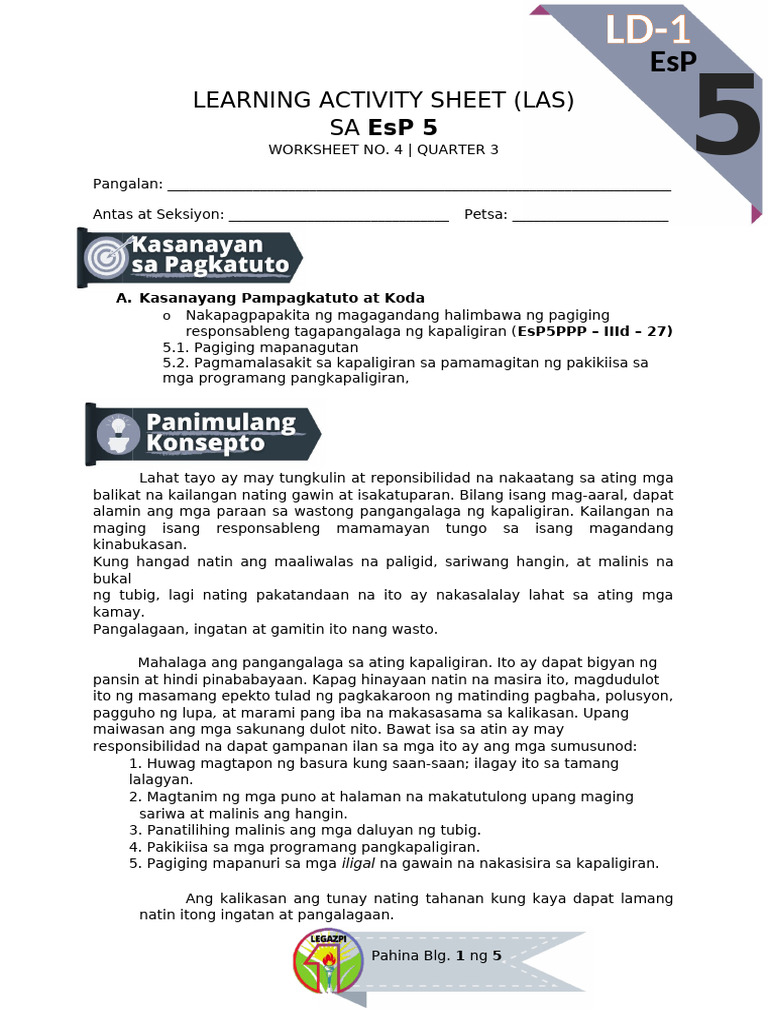 Distric-1-LAS No. 4-ESP 5 3rd QTR | PDF