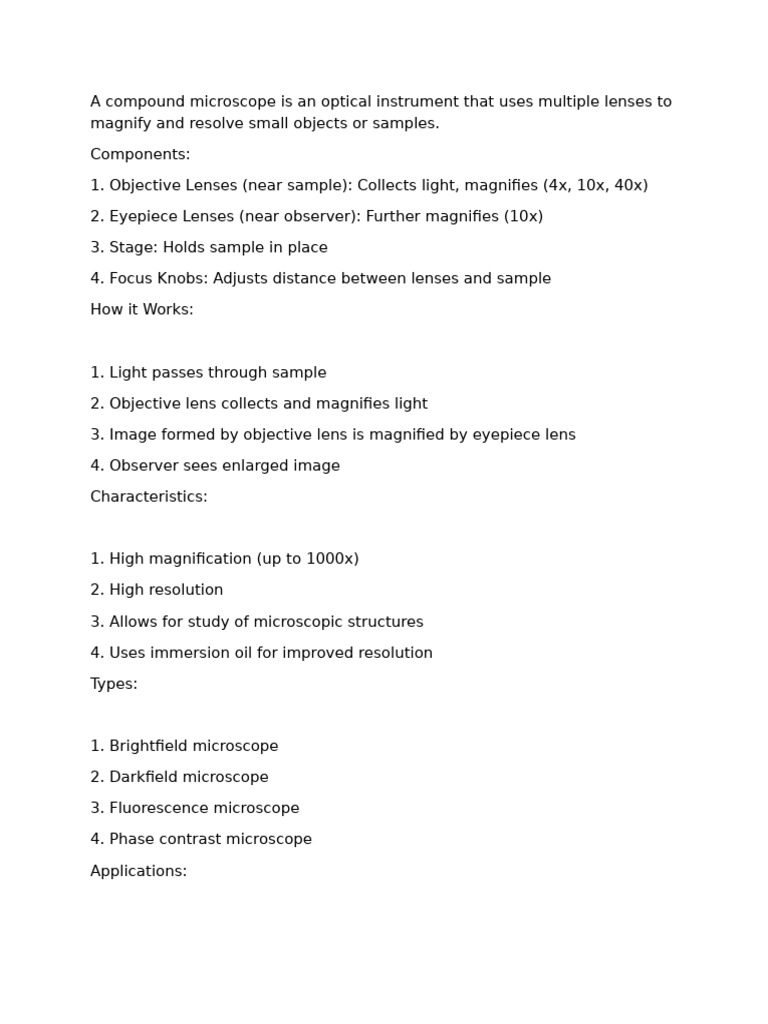 Compound Microscope | PDF
