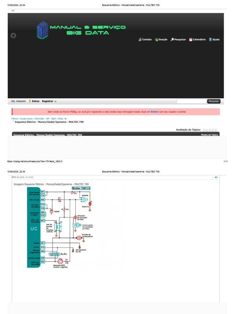 Monza Esquema Elétrico - Monza - Kadet - Ipanema - MULTEC 700 | PDF