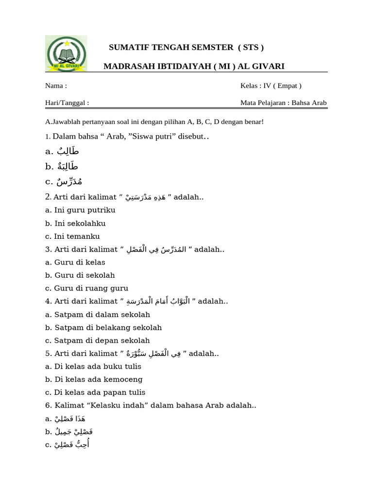 STS Bahasa Arab 4 | PDF