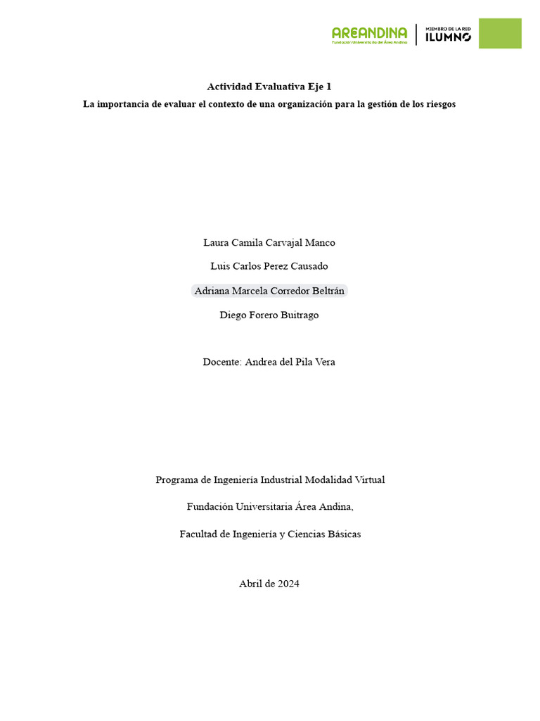 Actividad Evaluativa Eje 1 Analisis de Riesgo | PDF