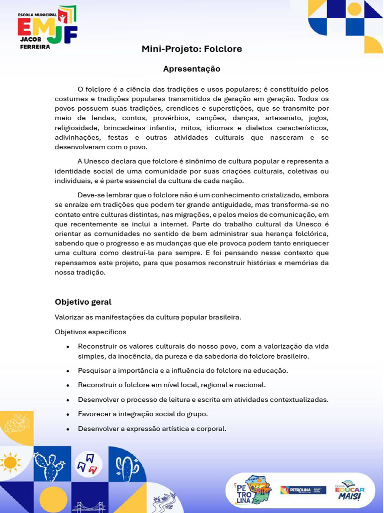 Miniprojeto Folclore 2024 | PDF