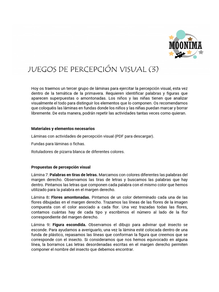 Juegos de Percepcion Visual 3 | PDF
