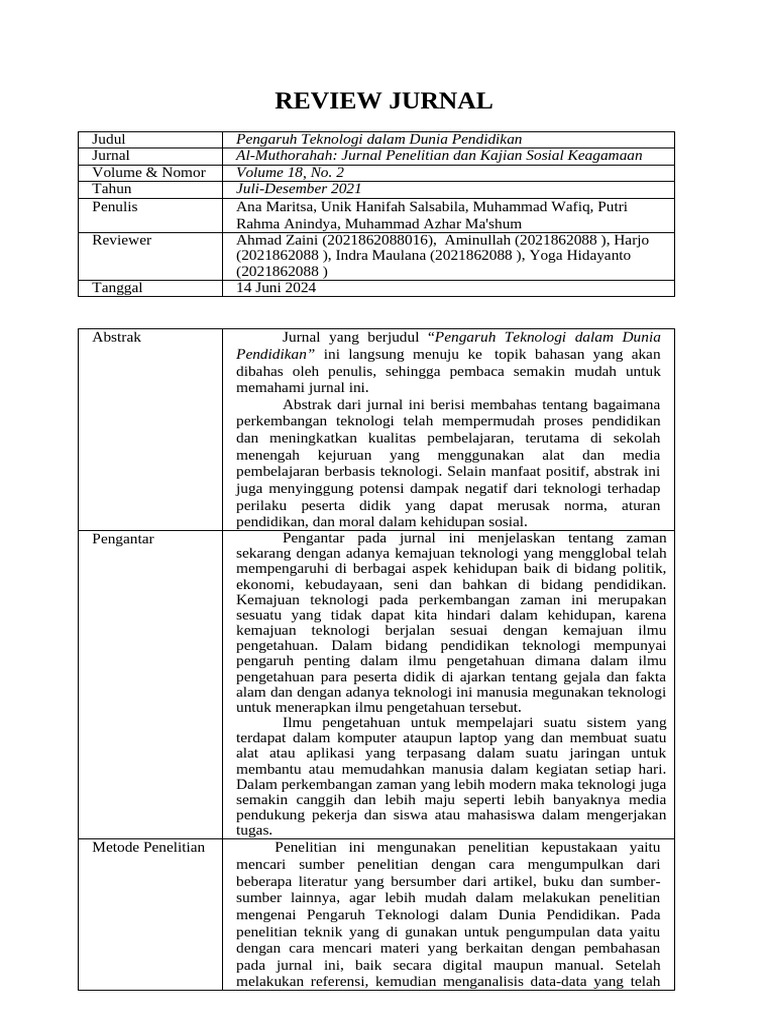 Review Jurnal Kel. 1 | PDF