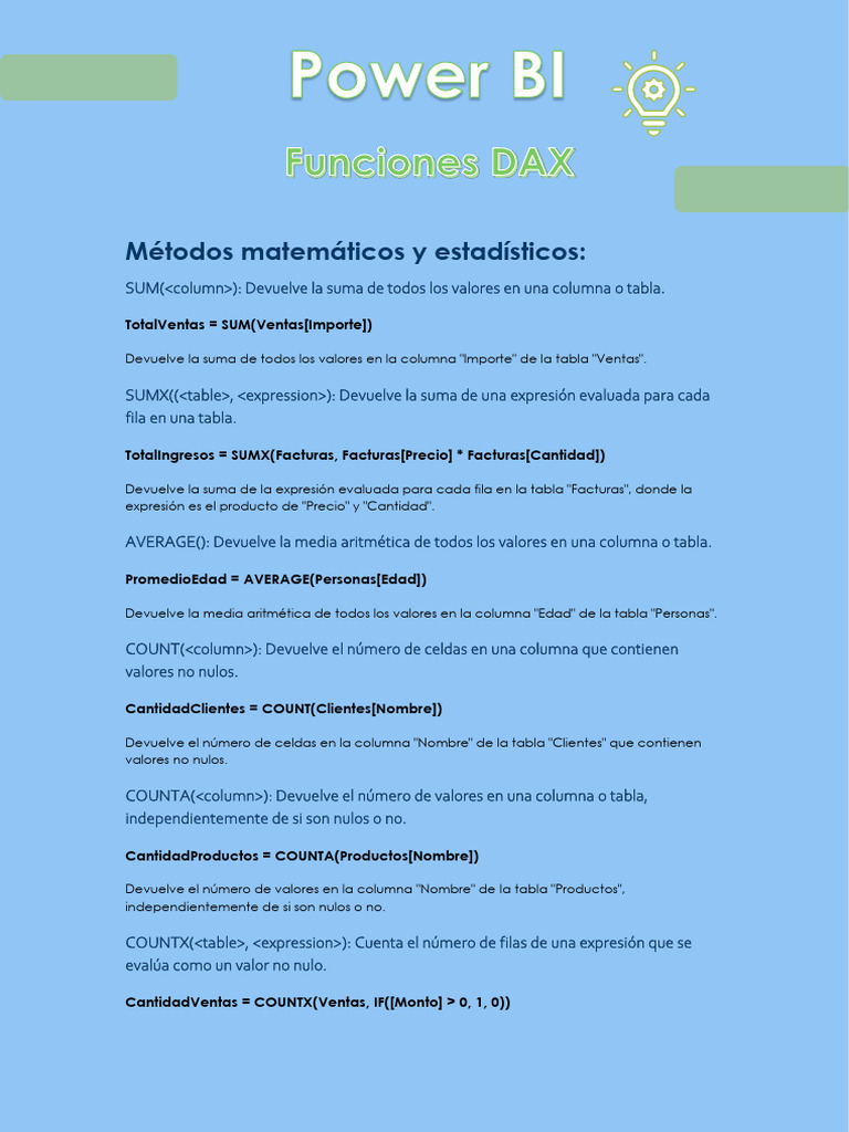Power BI - Funciones DAX y Su Aplicación | PDF