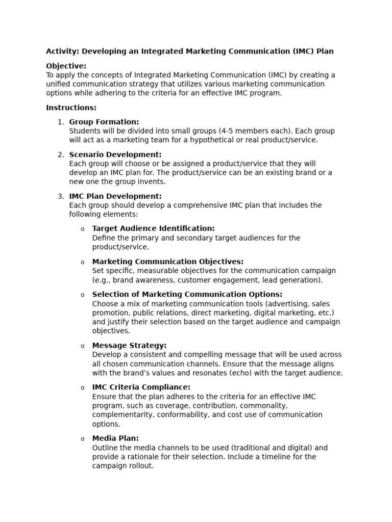 Activity 1 Integrated Marketing Communication | PDF