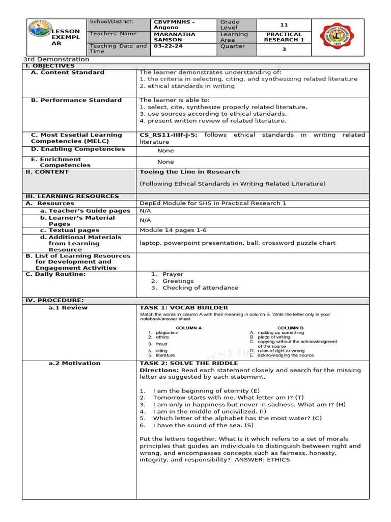 Lesson Plan Format | PDF