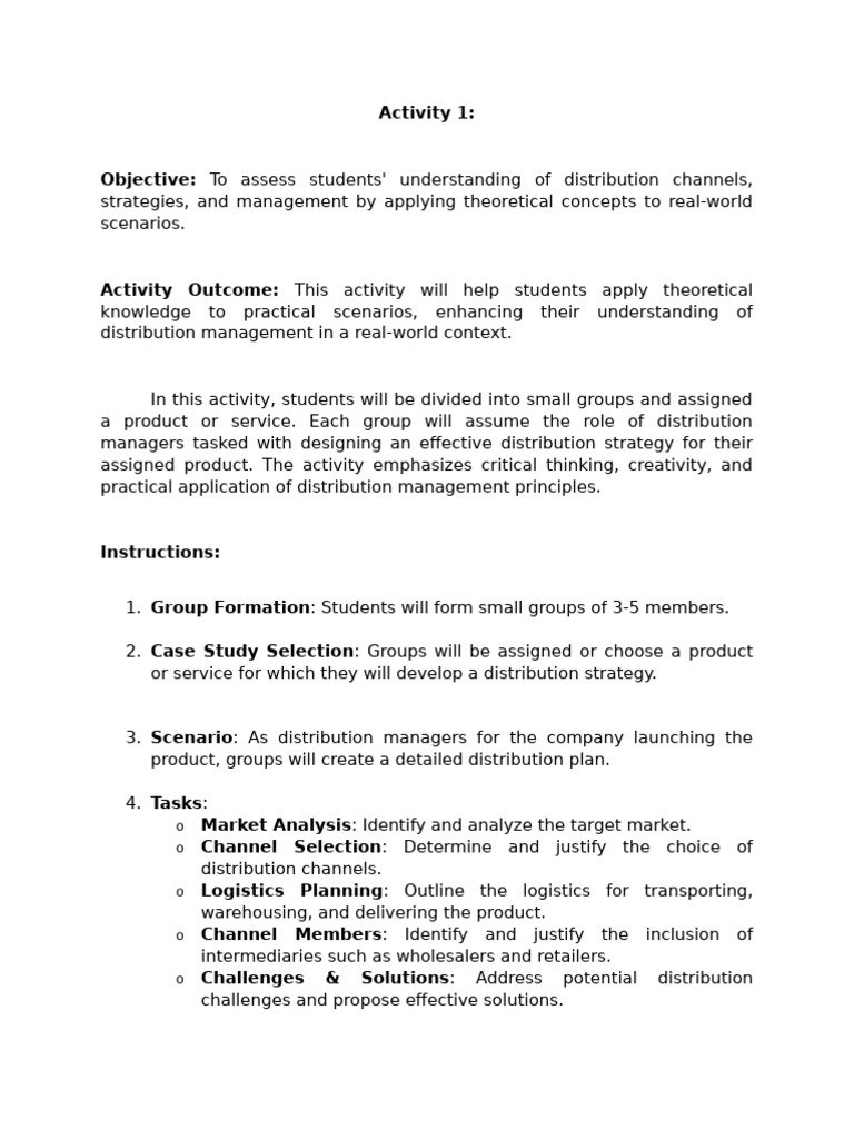 Group Activity 1 Case Study Distribution Management | PDF