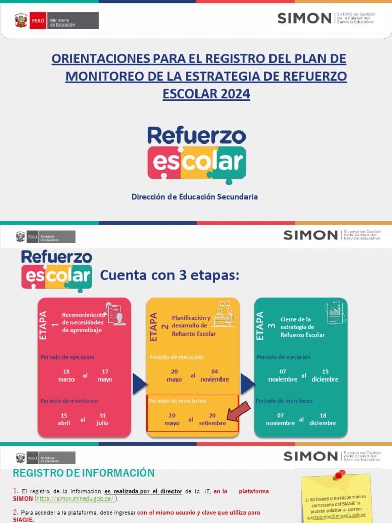 Orientaciones para El Registro Del Plan de Monitoreo de La Estrategia de Refuerzo Escolar 2024 ...