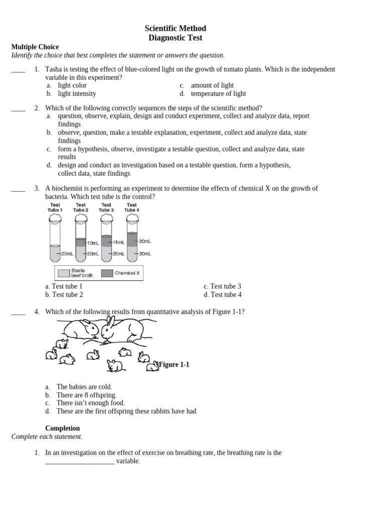 Scientific Method Diagnostic Test | PDF