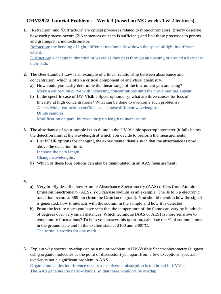 CHM2922 Tutorial Problems Week 3 2022 | PDF CHM2922 Tutorial Problems Week 3 2022 | PDF