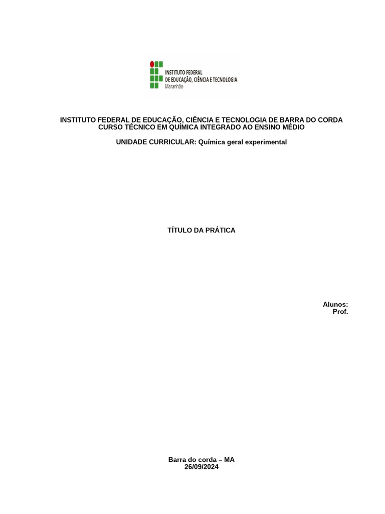 Modelo Relatório de Aula Prática ALINE | PDF