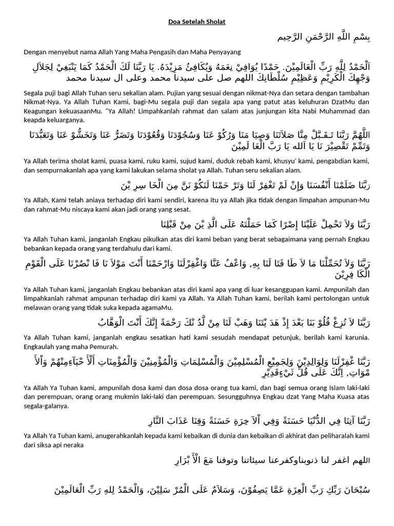 Doa Setelah Sholat | PDF | Agama & Spiritualitas