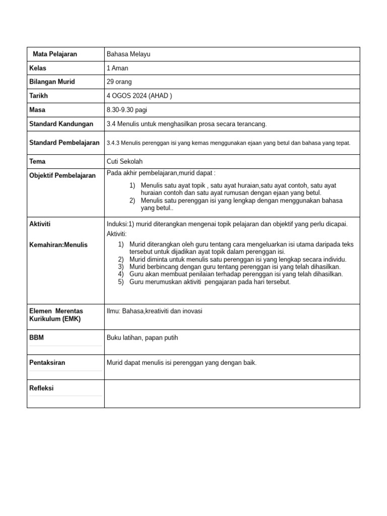 f1 RPH 4 Ogos Hingga 8 Ogos 2024 | PDF