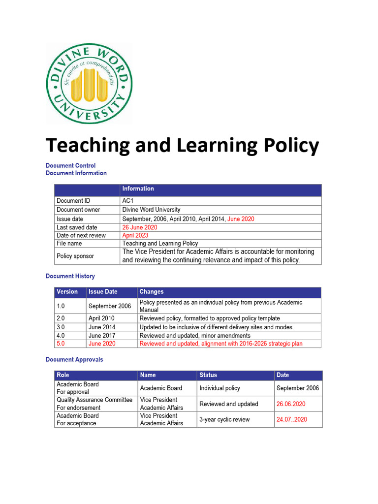 AC1 Teaching and Learning Policy (2020) | PDF