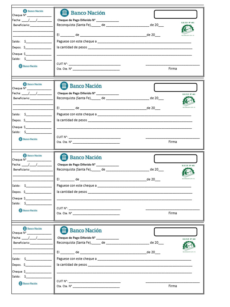 Cheque Diferido Nación | PDF