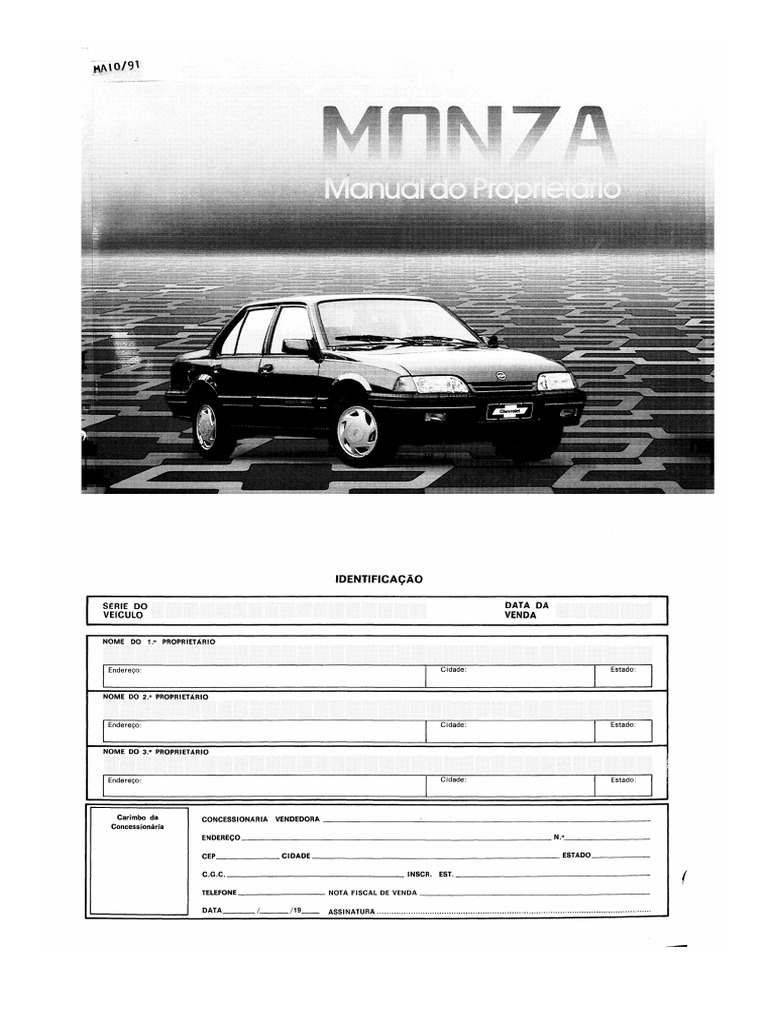Monza Chevrolet-Monza - 1991 - PT - BR - C1e46408d4 Manual Proprietario ...