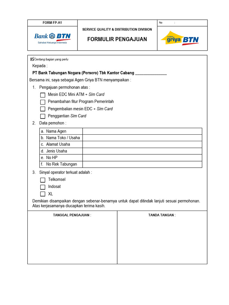 Formulir FP-A1 | PDF