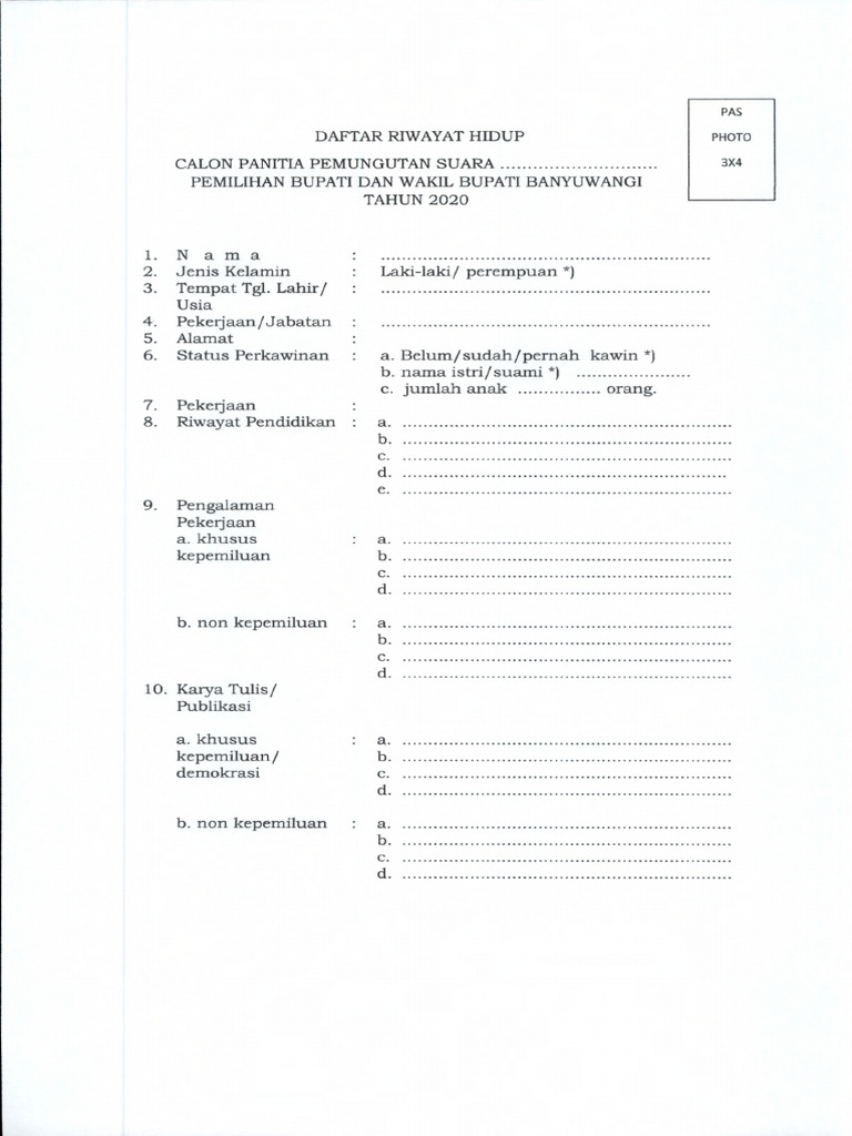 Daftar Riwayat Hidup Calon PPS | PDF