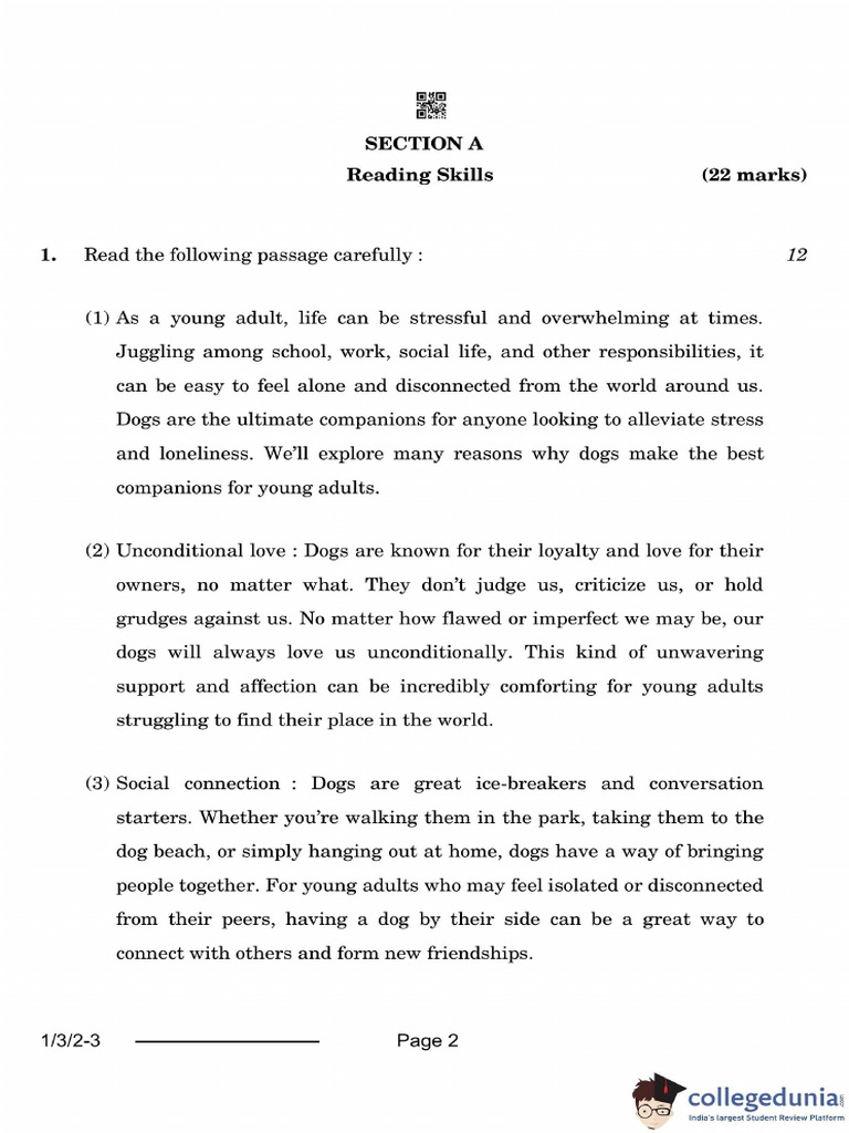 CBSE Class 12 English Question Paper 2024 Set 2 1 3 2 Removed | PDF
