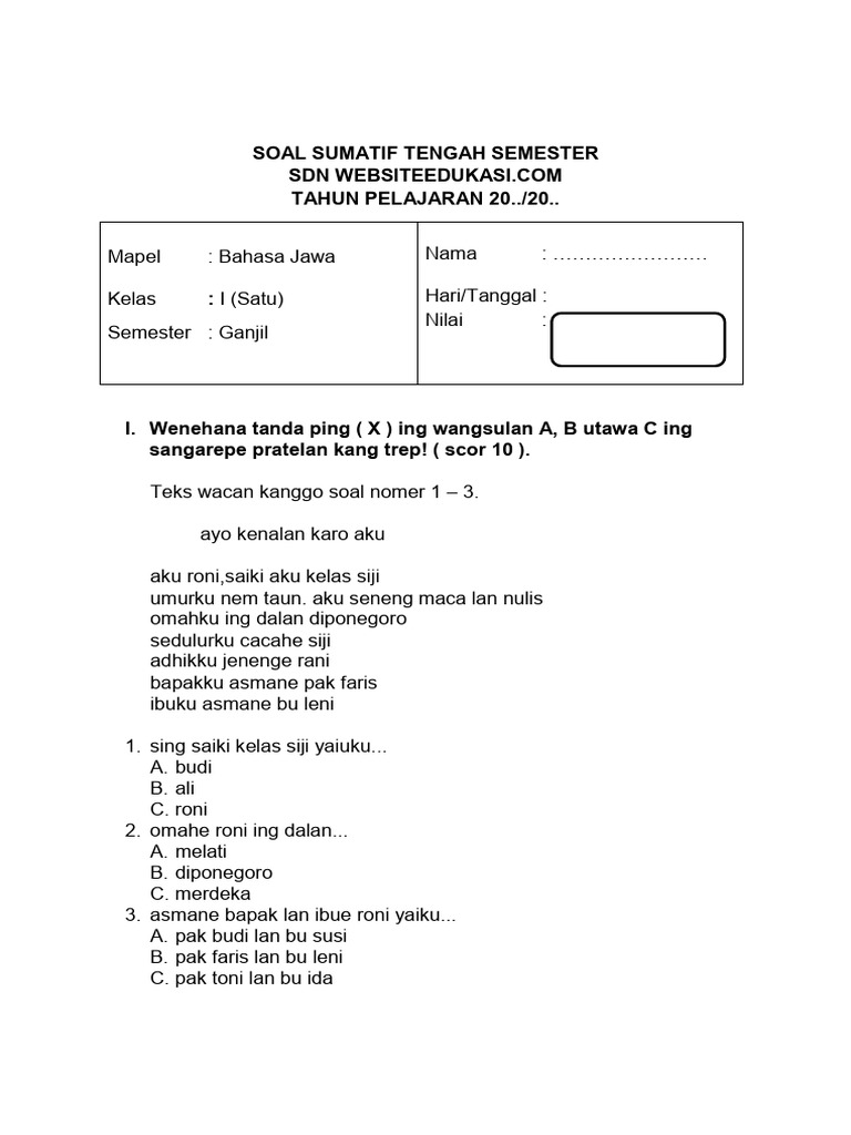Soal Bahasa Jawa | PDF