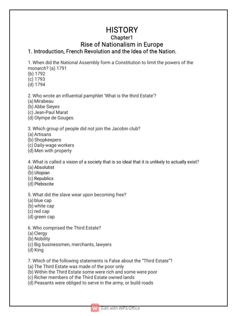 The Rise of Nationalism in Europe Work Sheet | PDF