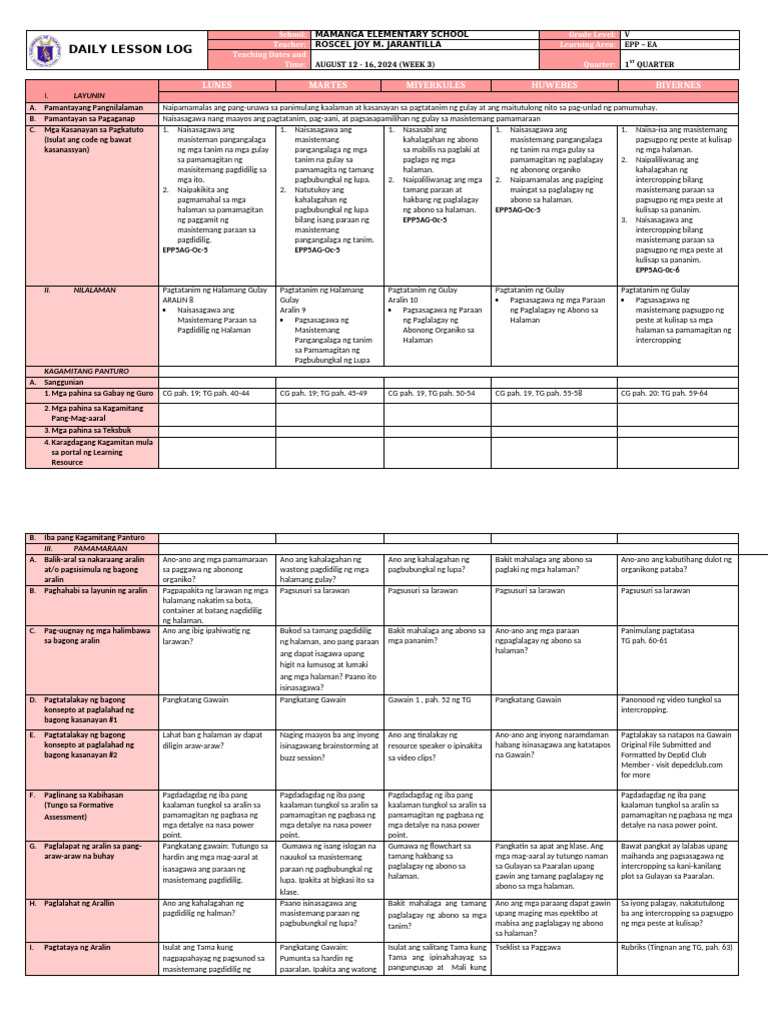 DLL - Epp 5 - Q1 - W3 | PDF