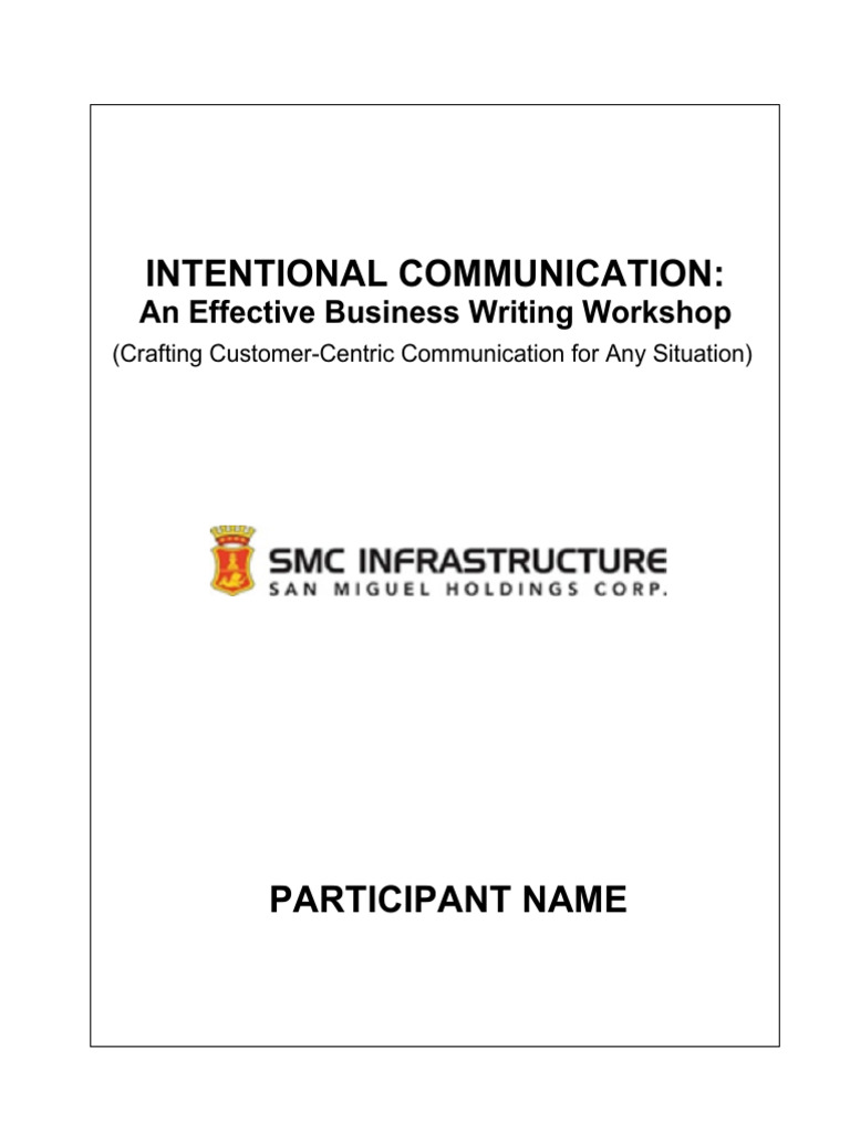 SMC INFRASTRUCTURE Intentional Communication Manual | PDF