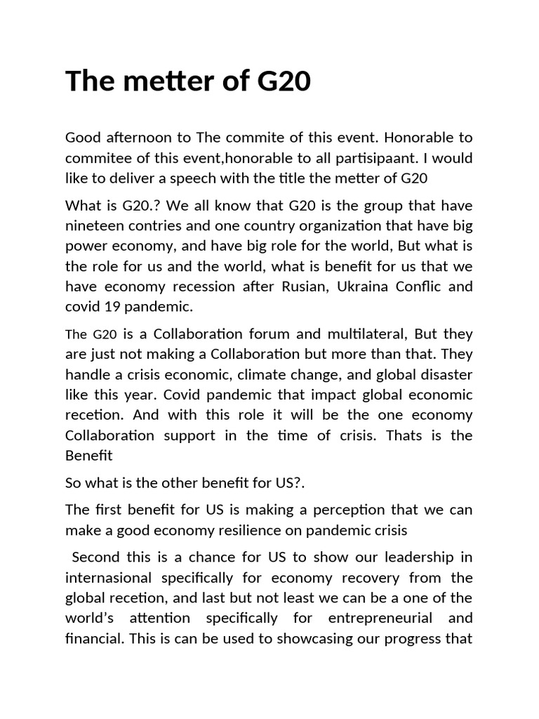 The Metter of G20 | PDF