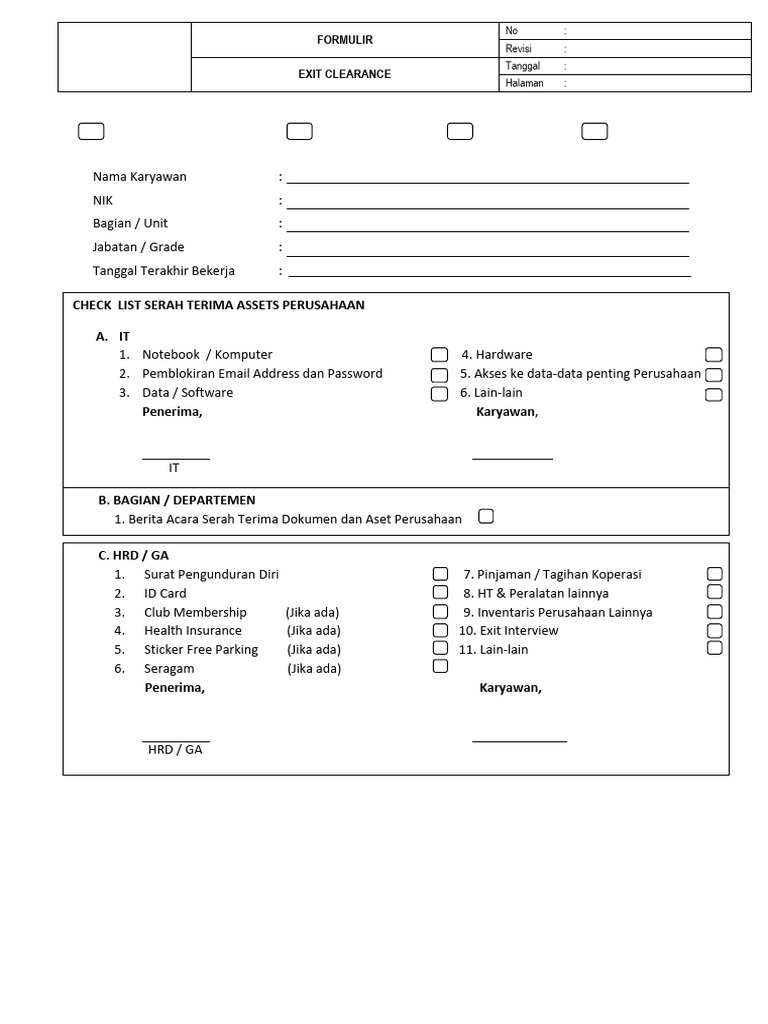 Form Exit Clearance | PDF