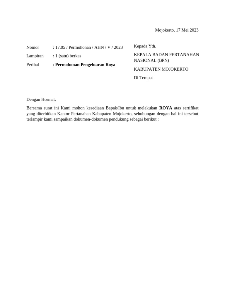Permohonan ROYA | PDF