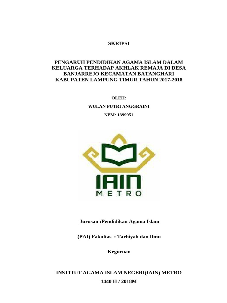 Skripsi Wulan Putri Anggraini - 1399951 | PDF