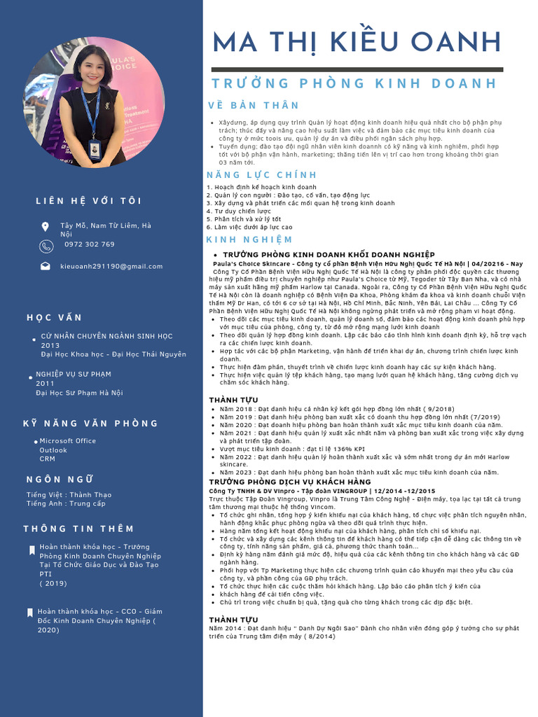 CV- MA THỊ KIỀU OANH | PDF