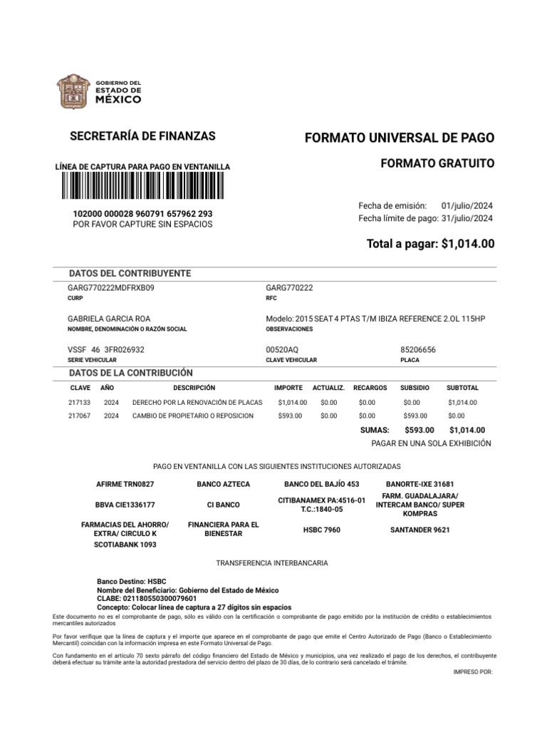 Formato Universal CCV | PDF