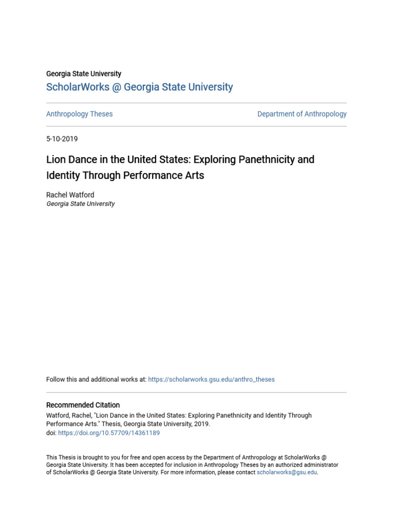 Lion Dance in The United States - Exploring Panethnicity and Ident | PDF