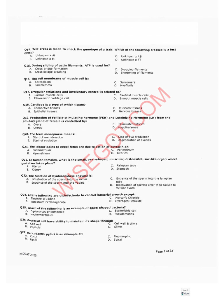 UHS MDCAT 2023 Paper PDF Download | PDF | Technology & Engineering