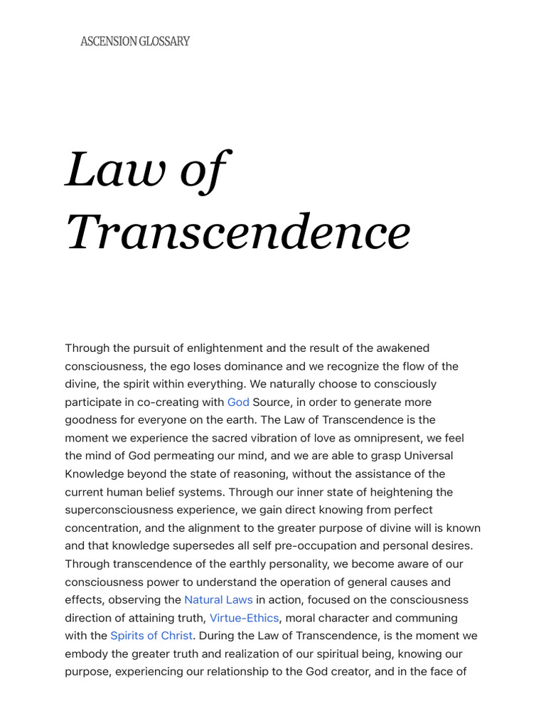 Law of Transcendence - Ascension Glossary | PDF | Transcendence ...