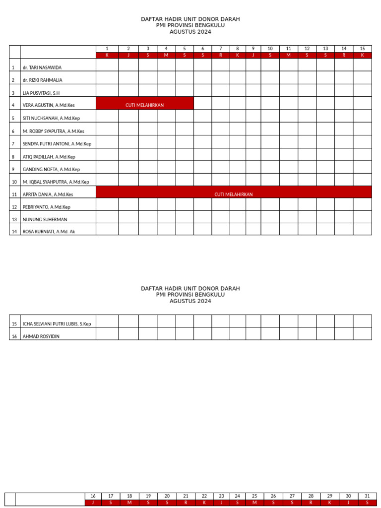 Rekapan Absen Hadir | PDF